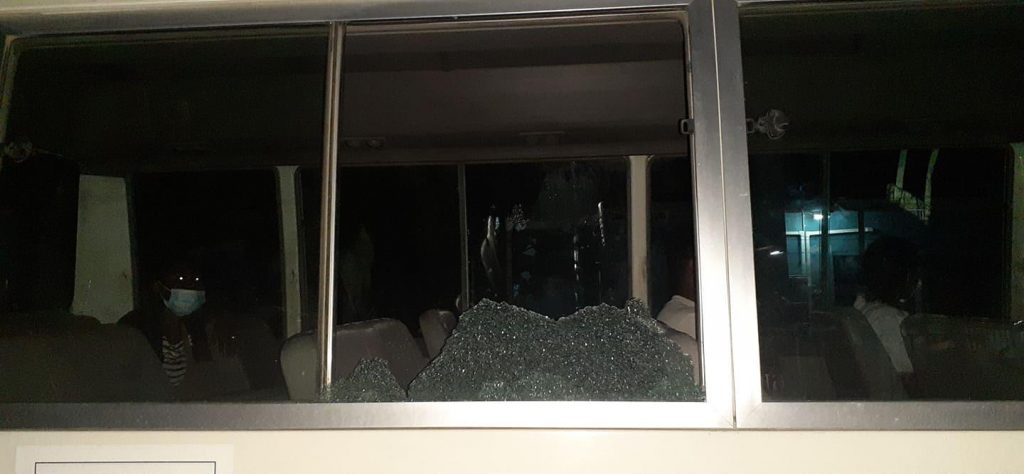 Red Cross Bus Stoned, Window Glass Broken, Whilst Dropping Volunteers ...